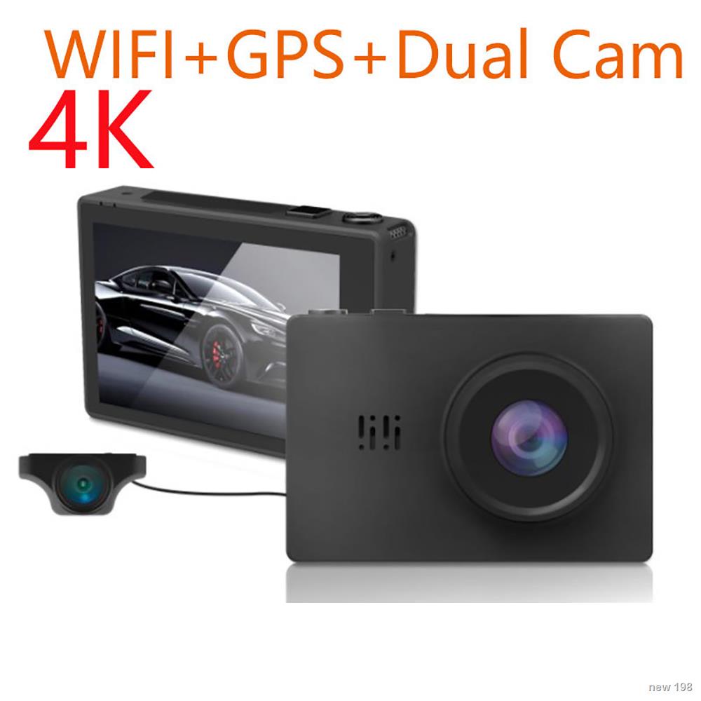 Car DVR 4K 2160P HD WiFi GPS Logger Front Back Cameras Rear View Dash ...