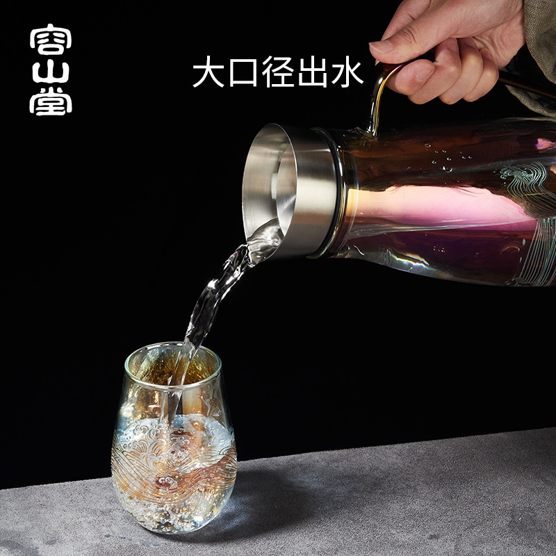 ขวดกีฬาGlass kettle large capacity glass kettle gradient teapot Chinese ...