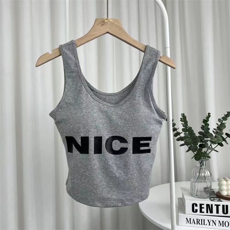 เสื้อกล้ามครอป พิมพ์ลายอักษร มีฟองน้ำในตัวผ้านิ่มยืดได้เยอะมาก สินค้าพร้อมส่ง - mindset.shop11 ...