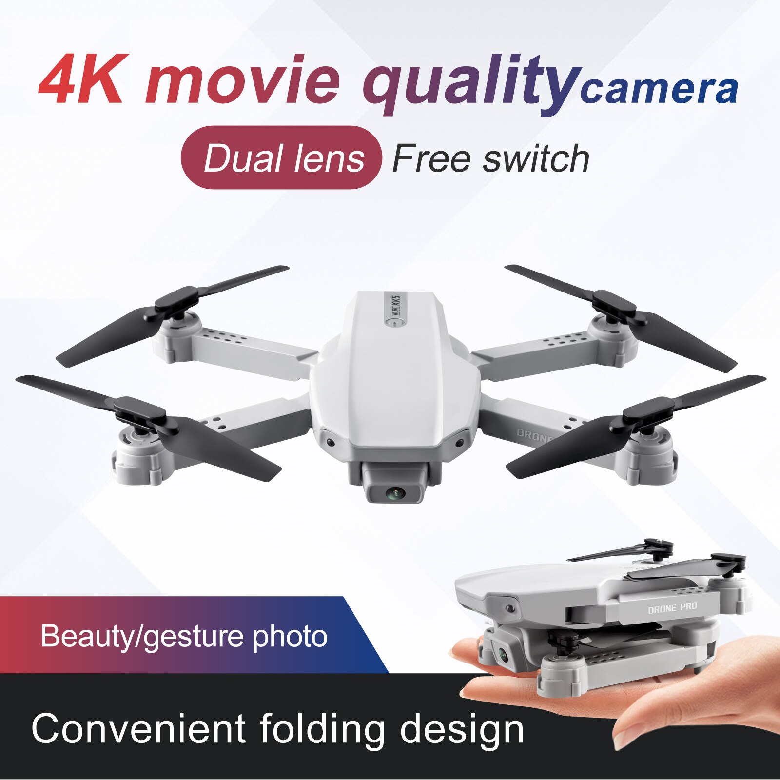 2021 RC Drone KK5 RO 4K 1080 HD Dual Camera WiFi Fv Onekey Automatic ...