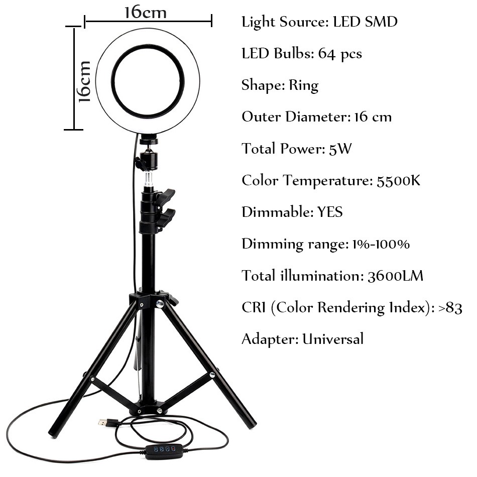 10inch 26cm LED Ring Light Photo Studio Camera Dimmable Video light ...