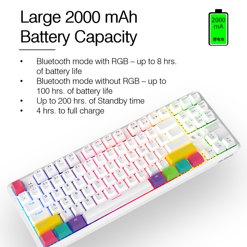 ♙RG.BEAST Ajazz K870T Bluetooth Mechanical Keyboard RGB Backlight 87 ...