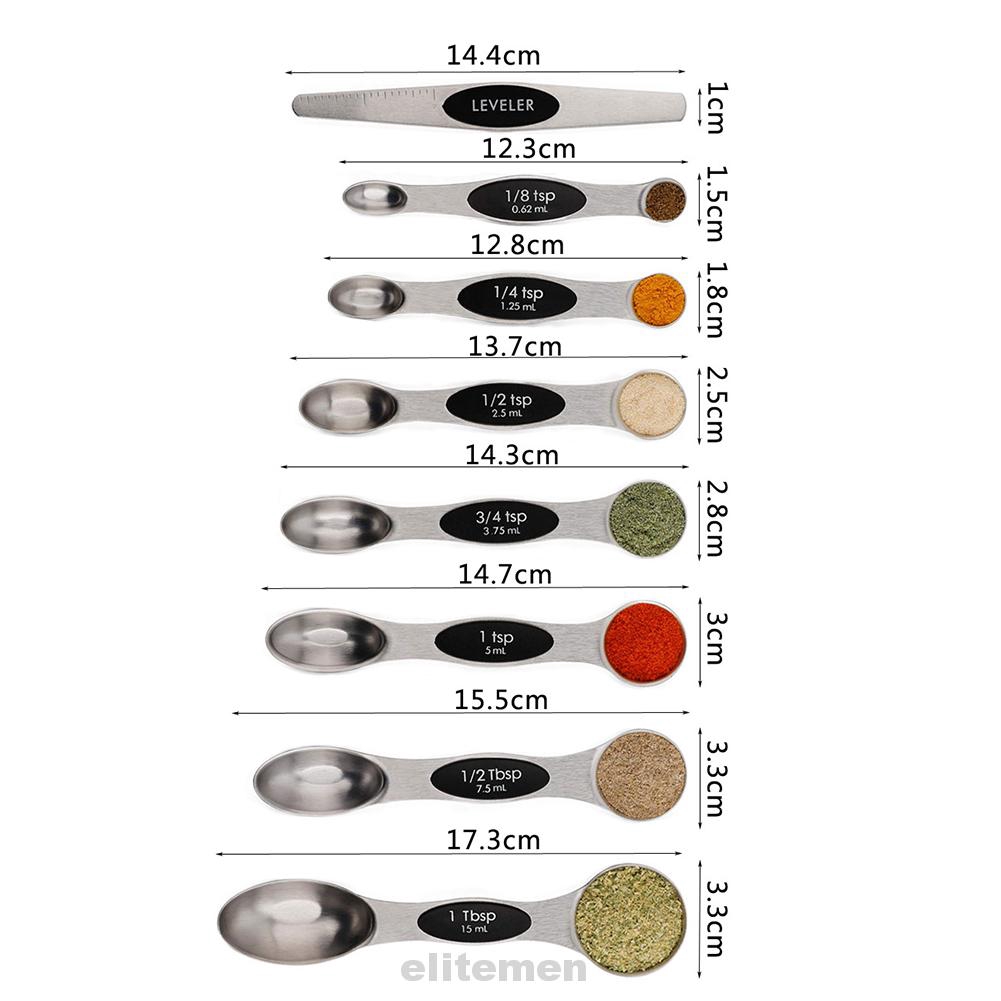 Accessories Measuring Spoons Set With Scraper Portable Dual Sided ...