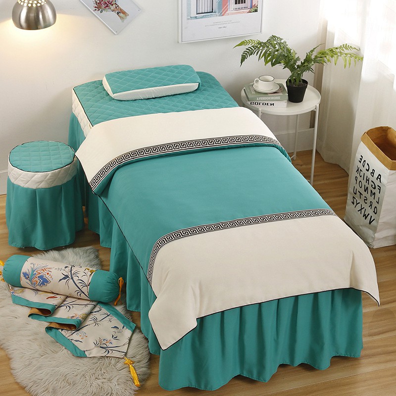. Solid color European net red beauty bed cover four sets of color ...