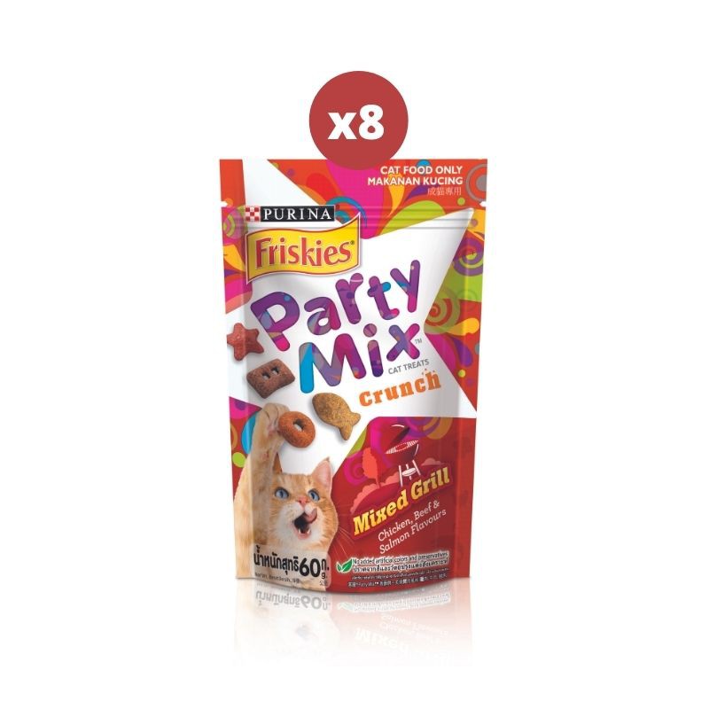 FRISKIES Party Mix ฟริสกี้ส์ ปาร์ตี้มิกซ์ ขนมแมว ขนาด 60ก.x8 (เลือกรส ...