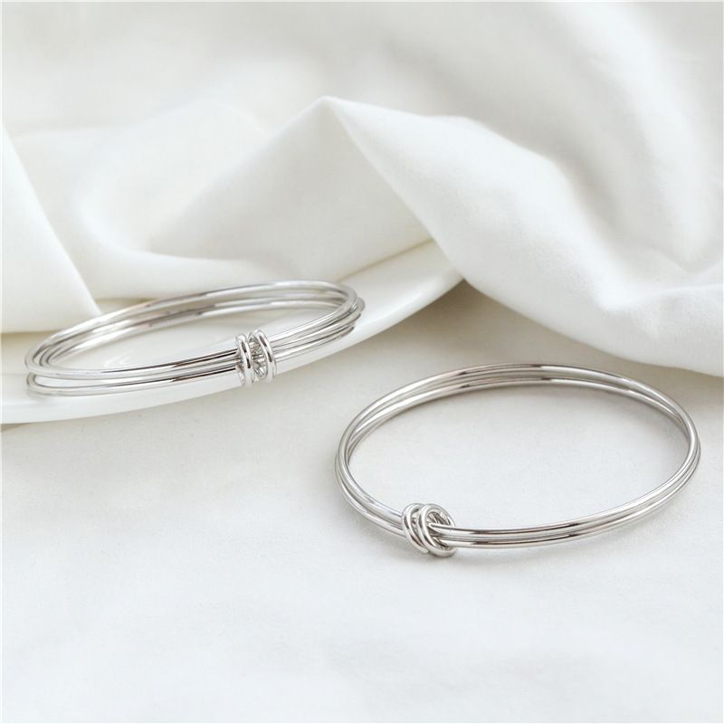 สร้อยข้อมือเงินแท้ S925 สร้อยข้อมือแหวนเรียบเรียบเครื่องประดับเงิน - pure_silver_th - ThaiPick