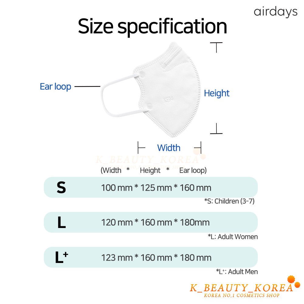 Made in Korea KF94 airdays Face Mask (Color: White&Black) 20EA | Melt ...