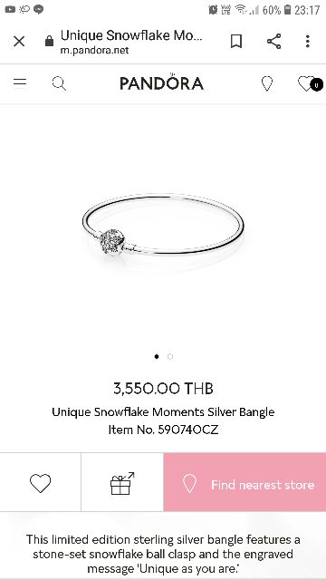 Pandora unique snowflake moments silver bangle size21 แท้ 100 ...