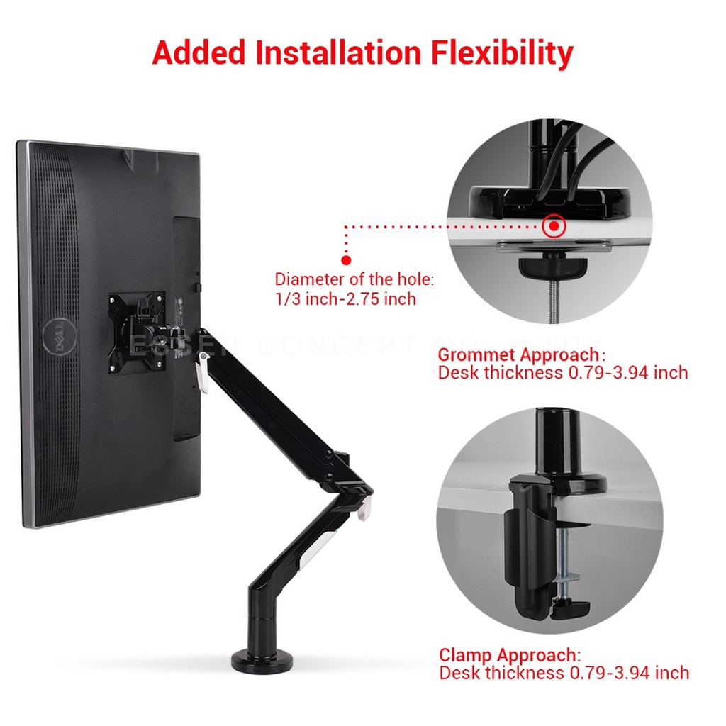 FlexiSpot Single Monitor Arm (MA8 Black) - essenconcept - ThaiPick