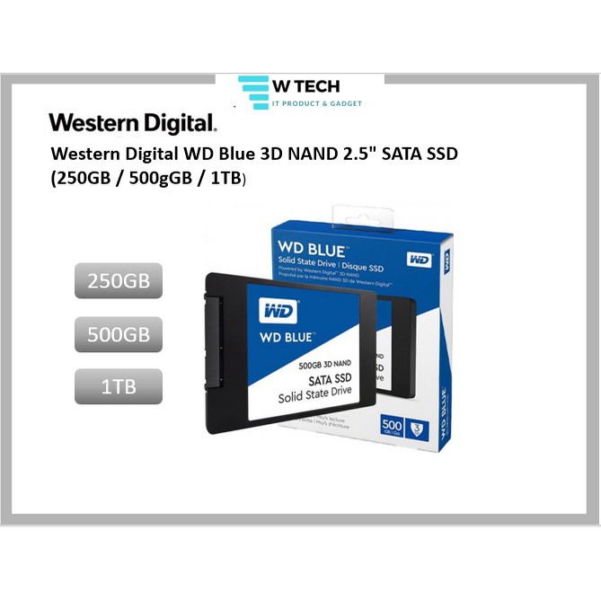 Western Digital WD Blue 3D NAND 2.5 SATA SSD (250GB 500gGB 1TB) - l40lvjo2lx - ThaiPick