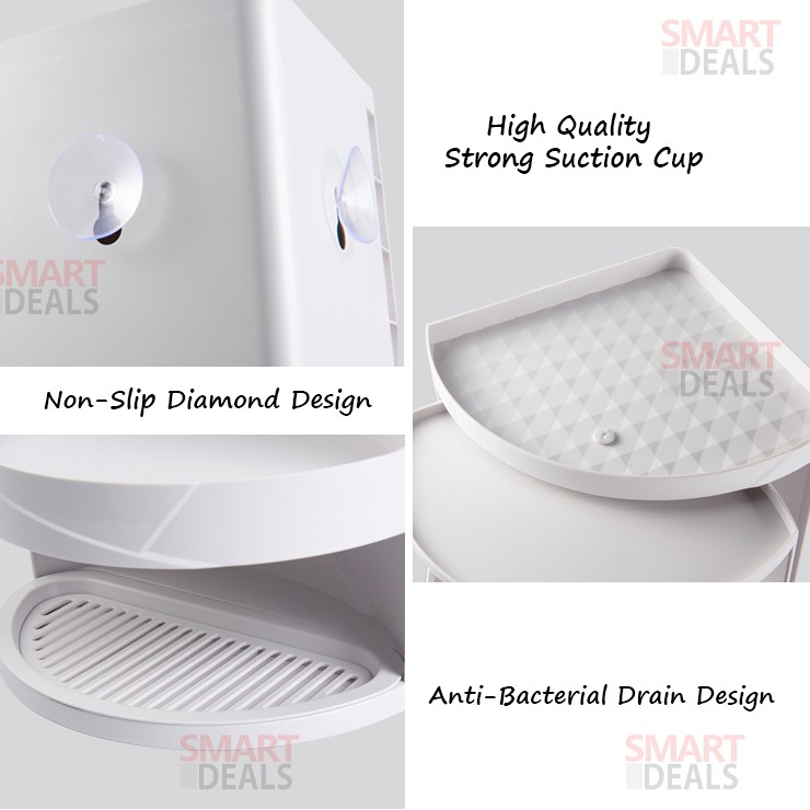 360 Degree Rotating 3 Layers Corner Rack 360 Bathroom Kitchen Shelf ...