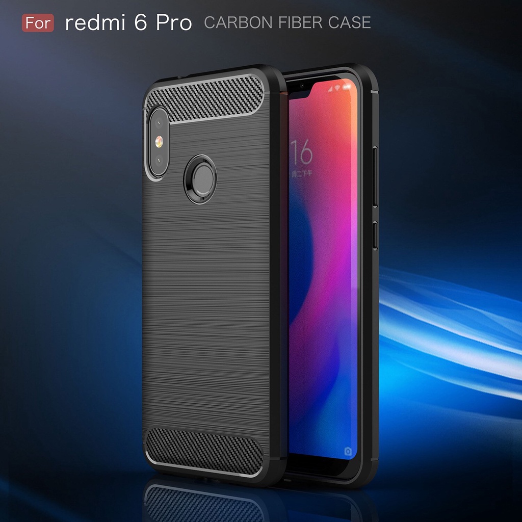 เคสโทรศัพท์ซิลิโคนคาร์บอนไฟเบอร์สําหรับ Redmi 6Pro Xiaomi Redmi 6 Pro ...