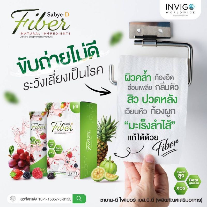 Sabye D Fiber ซาบายดี ไฟเบอร์ ดีท็อกลําไส้ พุงยุบ ผิวใส เพราะลำไส้สะอาด ...