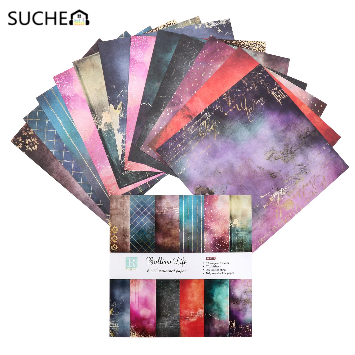 SUCHEN 24 Sheets Photo Album Decor Cardstock Paper Pad Craft Paper ...