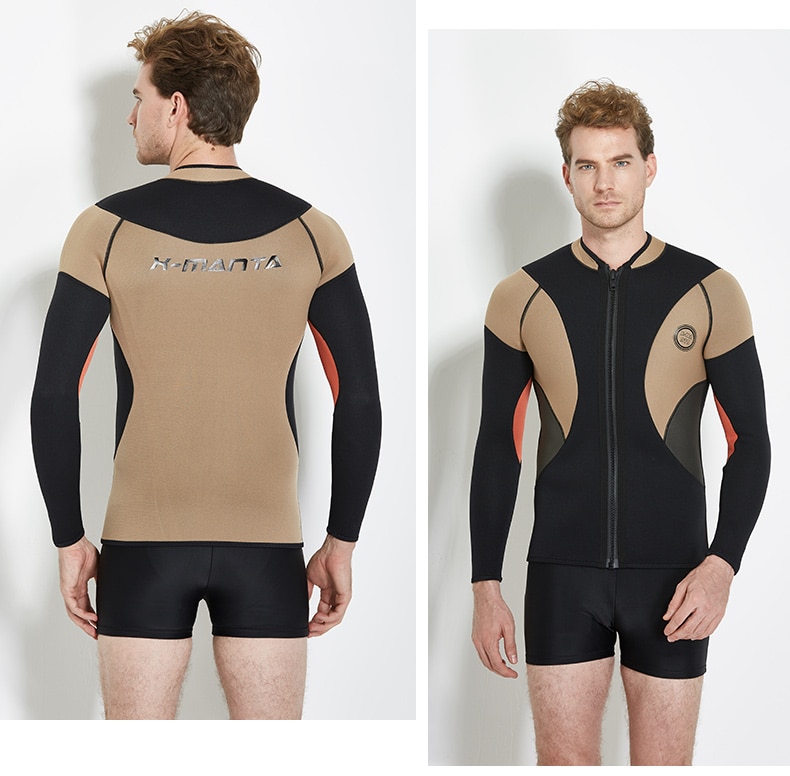 Divesail Mens wetsuit jackets 3mm neoprene Long Sleeved Jumpsuit Scuba Dive Wet Suit Top Winter ...