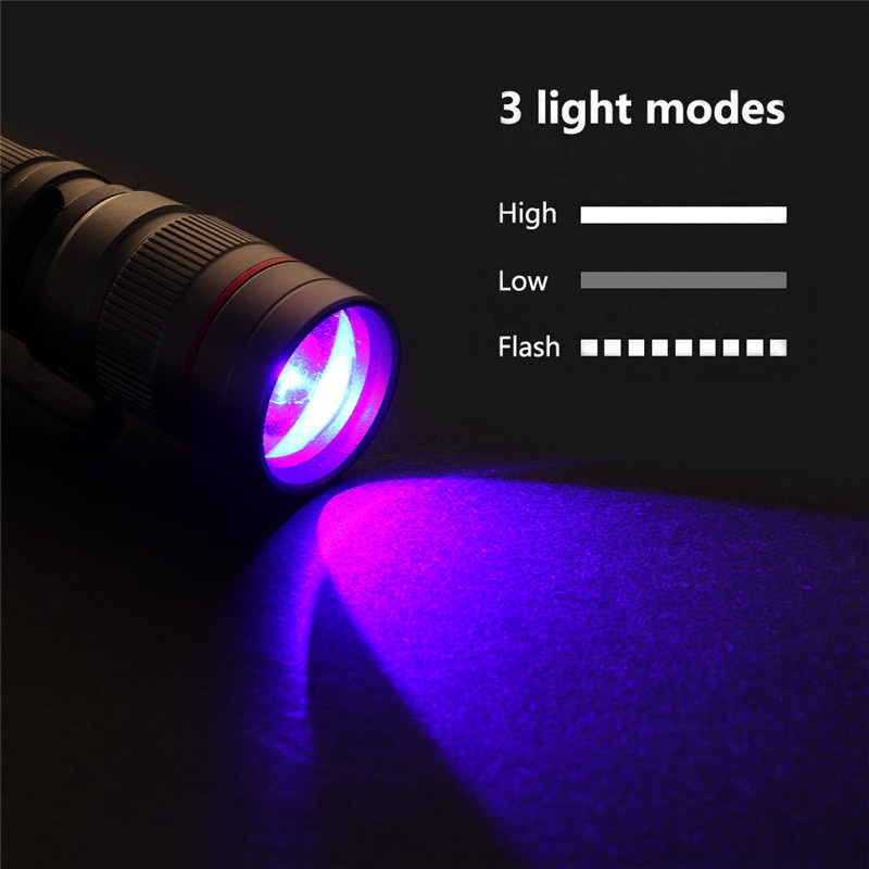 Focus Adjustable UV Flashlight 3 Modes ortable Lantern LED Flashlight ...