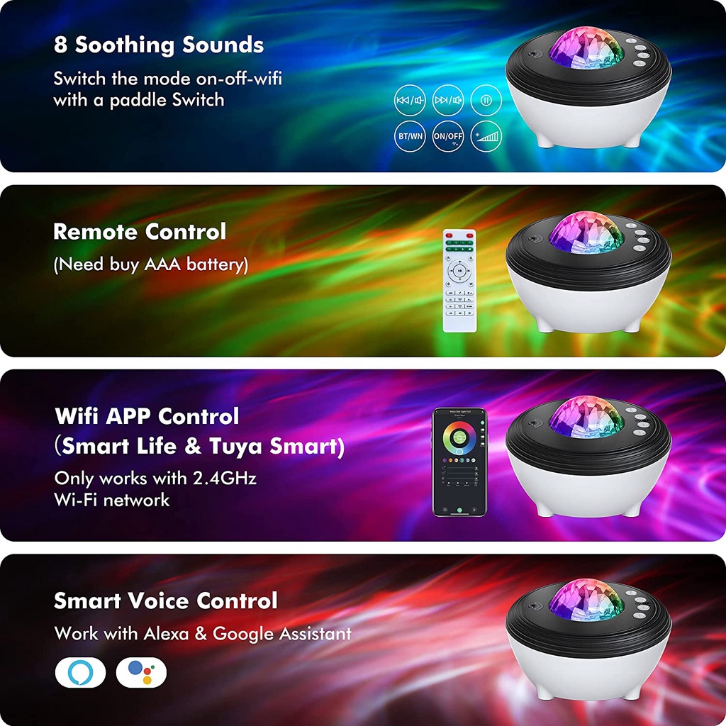 Star Projector LED Galaxy Night Light Lamp Work With Alexa Smart Wifi ...