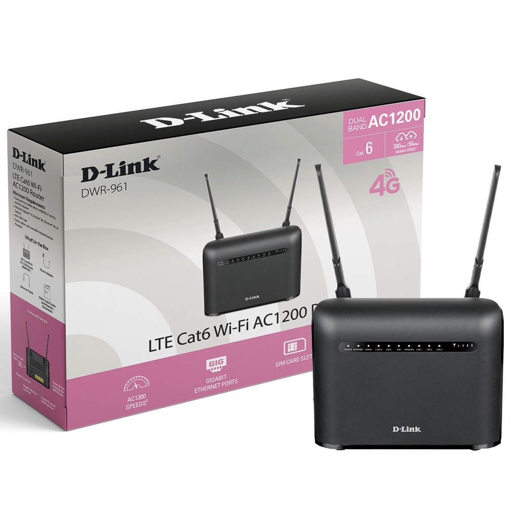 D-LINK (DWR-961) 4G AC1200 LTE Router LTE CAT6 รองรับ 4G ทุกเครือข่ายใน ...