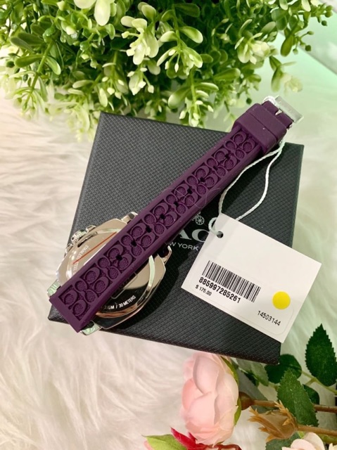 (ผ่อน0) นาฬิกา สายยาง สีม่วง Coach 14503144 BOYFRIEND SMALL RUBBER ...