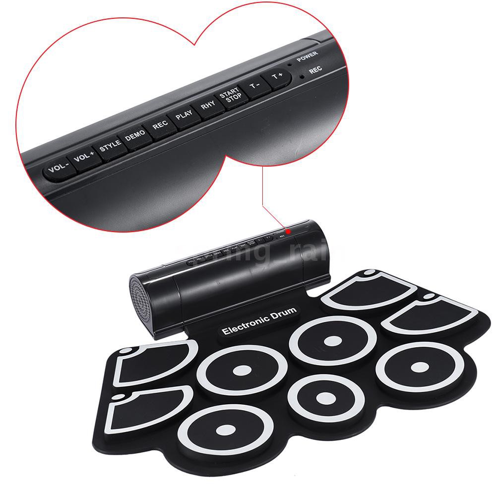 Portable Electronic Roll Up Drum Pad Set 9 Silicon Pads Built-in ...