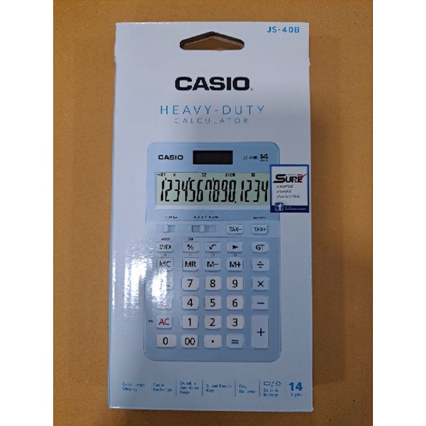 JS-40B-BU สีฟ้า เครื่องคิดเลข Casio 14 หลัก ของแท้ ของใหม่ ประกันศูนย์ ...
