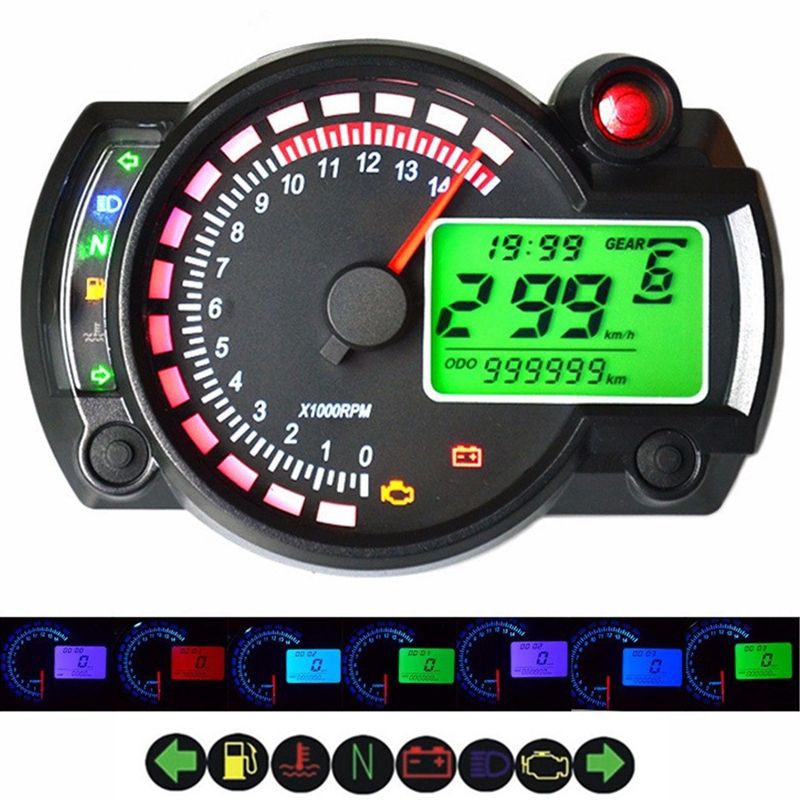LED Motorcycle RX2N ATV LCD Digital Speedometer Tachometer Meter ...