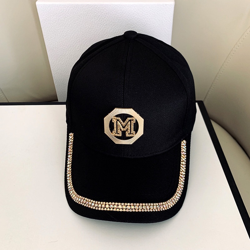 2021 Fashion Hot Sale Rhinestone Letter M Baseball Cap Female Solid ...