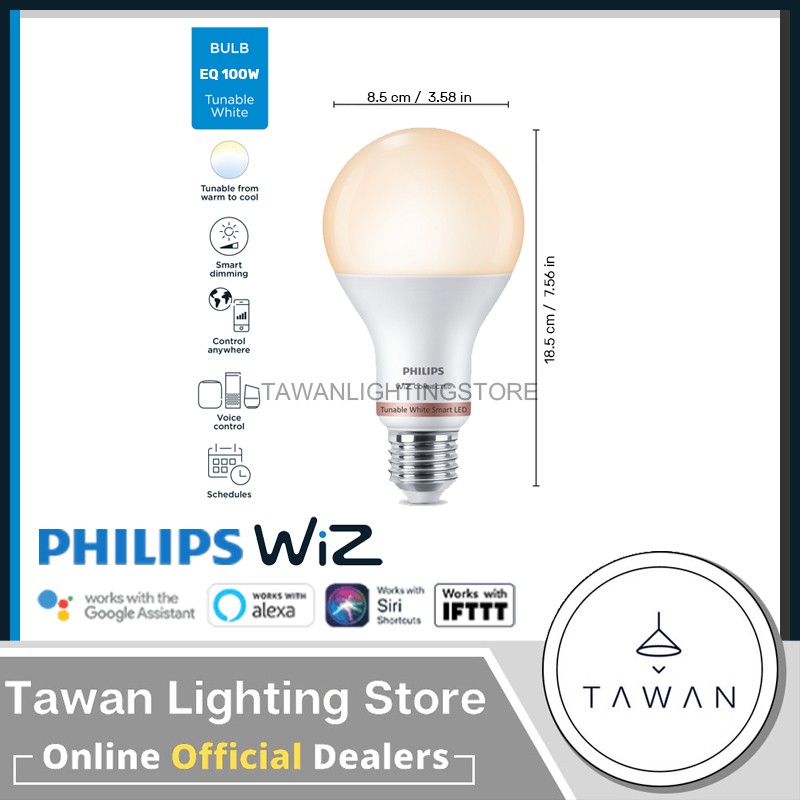 รับประกันศูนย์ไทย???? Wiz Wi-Fi Tunable White Bulb 13W A67 หลอดไฟอัจฉริยะ 13วัตต์ 2700K-6500K ...