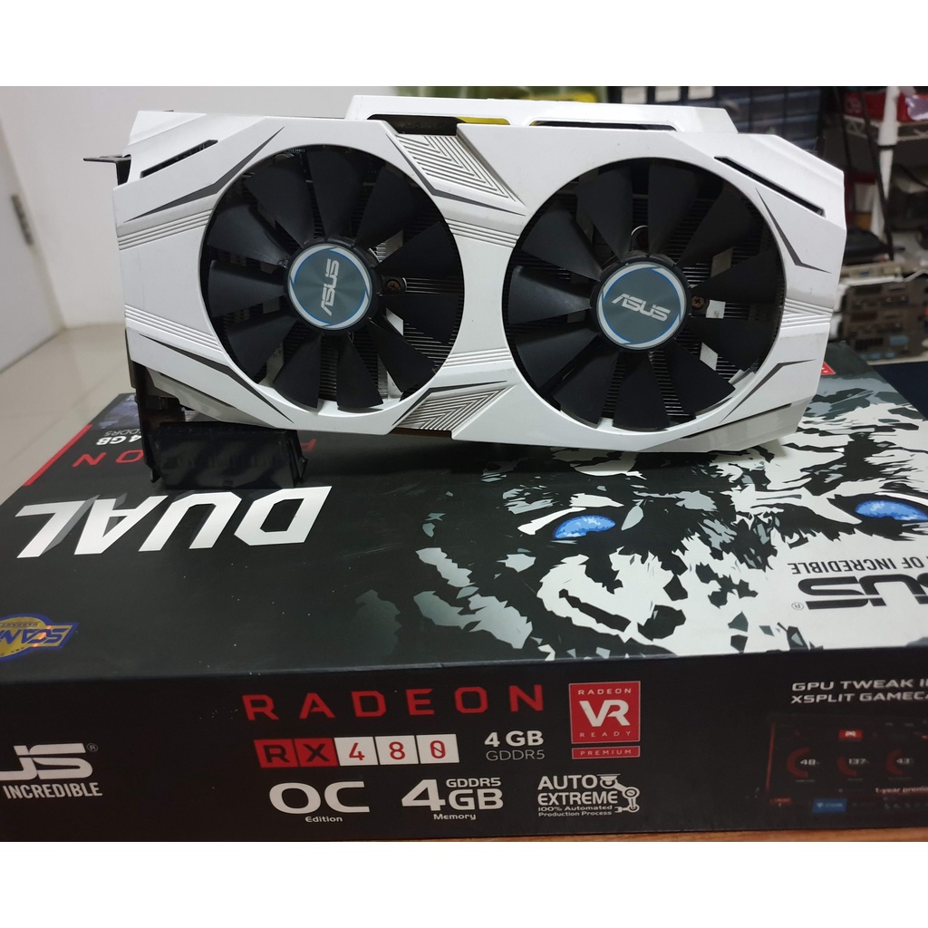 VGA (การ์ดแสดงผล) ASUS DUAL RX 480-O4G ประกันหมด มีกล่องครบ ...