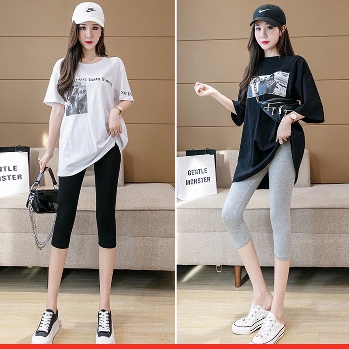 กางเกงเลกกิ้ง 5 ส่วน ผ้านุ่มยืด ทรงสวยสีพื้น คนอ้วนใส่ได้ K736 - clothing_shope - ThaiPick