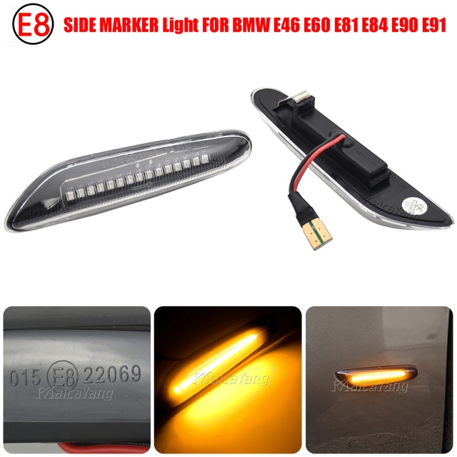 2Pcs แบบไดนามิกไฟเลี้ยว LED Side MARKER ไฟกระพริบสำหรับ BMW X3 E83 X1 E84 X5 X53 E60 E61 E46 E81 ...