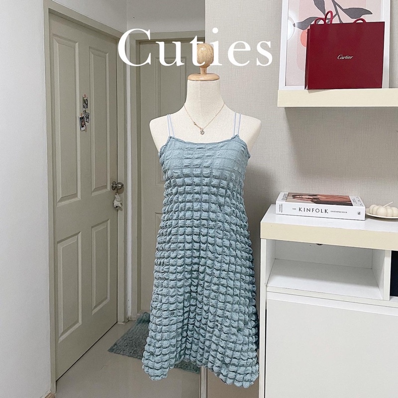 cuties dress ชุดเดรสป็อปคอร์นทรงปล่อยน่ารักมาก - whiteblendi - ThaiPick