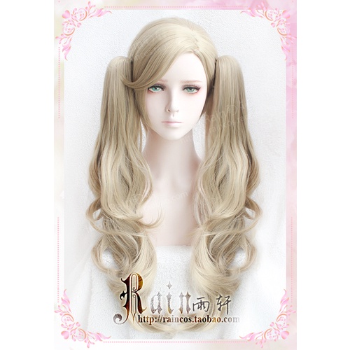 cosวิกผมP5 Persona 5 Anne Takamaki Long Curly Linen Cos Hair With 2 ...