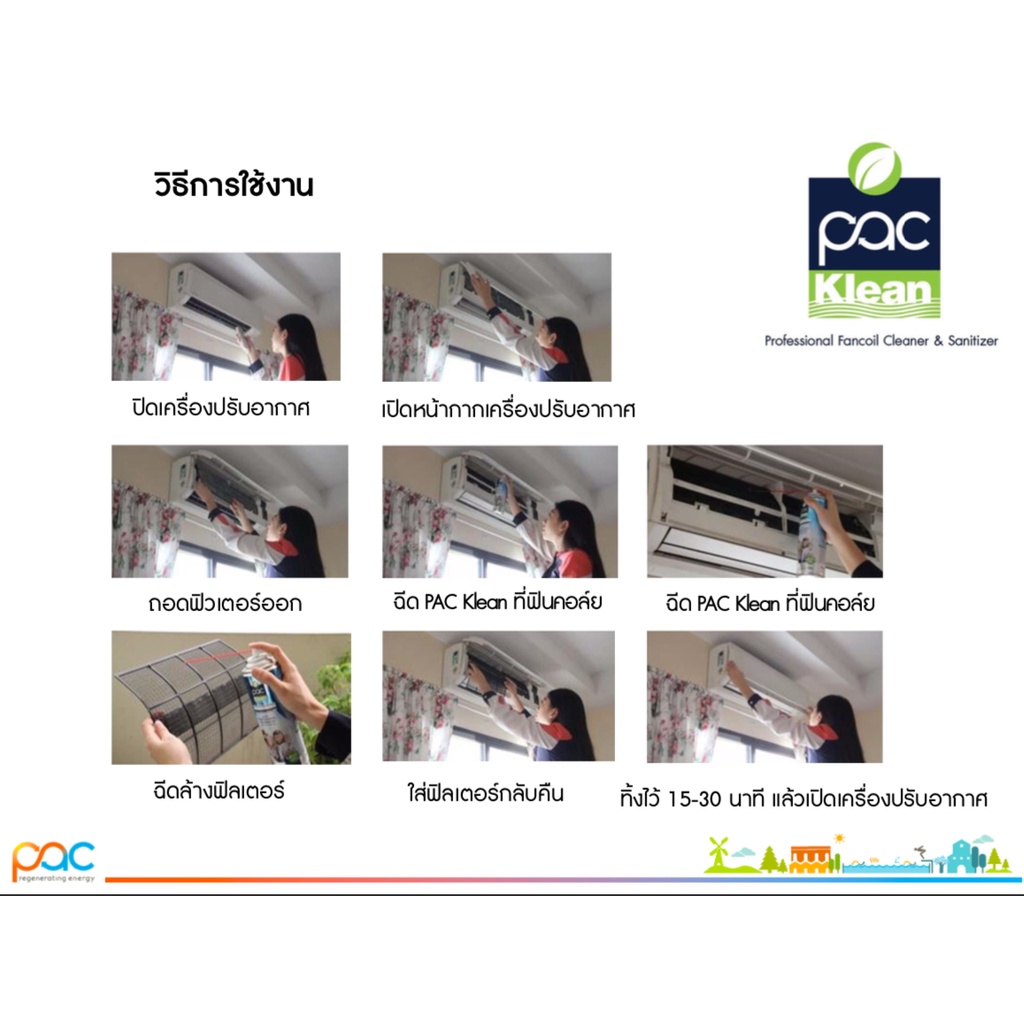 PAC KLEAN น้ำยาล้างแอร์ นำยาทำความสะอาดเครื่องปรับอากาศ 1 ขวด (500ml.) - packlean - ThaiPick
