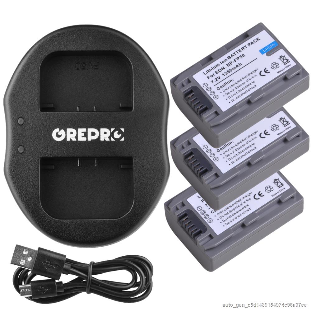 แบตเตอรี่กล้องแอคชั่น NP-FP70 Battery and LED USB Charger for Sony NP-FP70 FP71 FP90 FP91 and ...