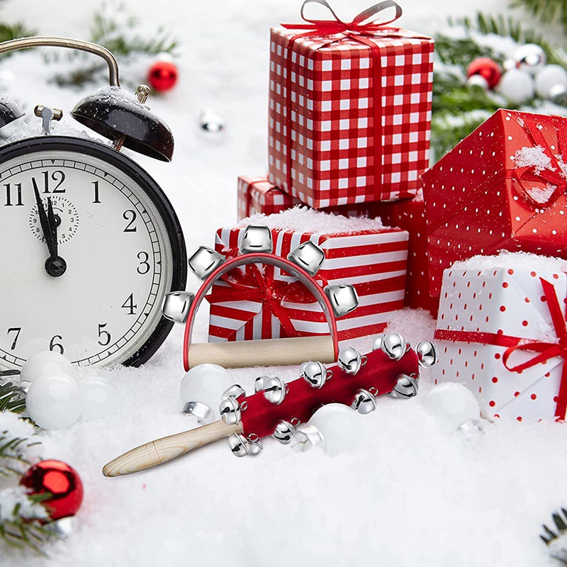 6Pcs Christmas Hand Jingle Bells Wooden Hand Sleigh Bells Jingle Shaker ...