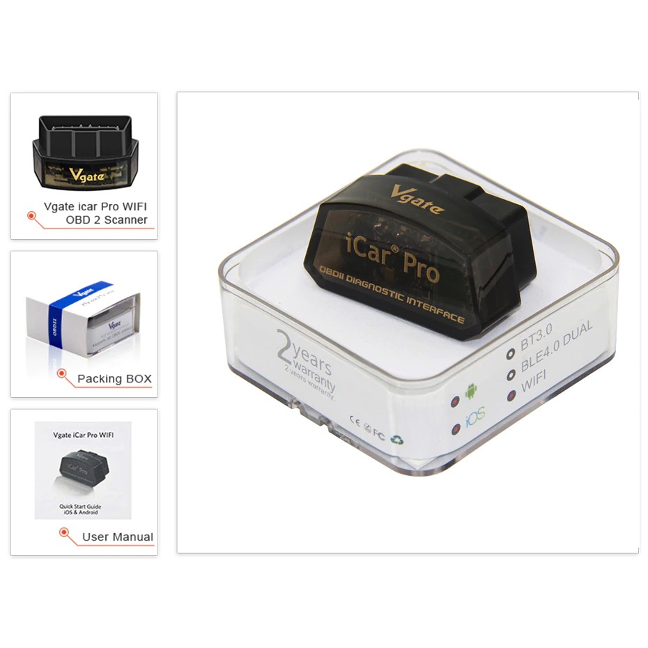 Vgate Vgate iCar Pro Bluetooth 3.0 4.0(BLE) Wifi IOS Android Support ...