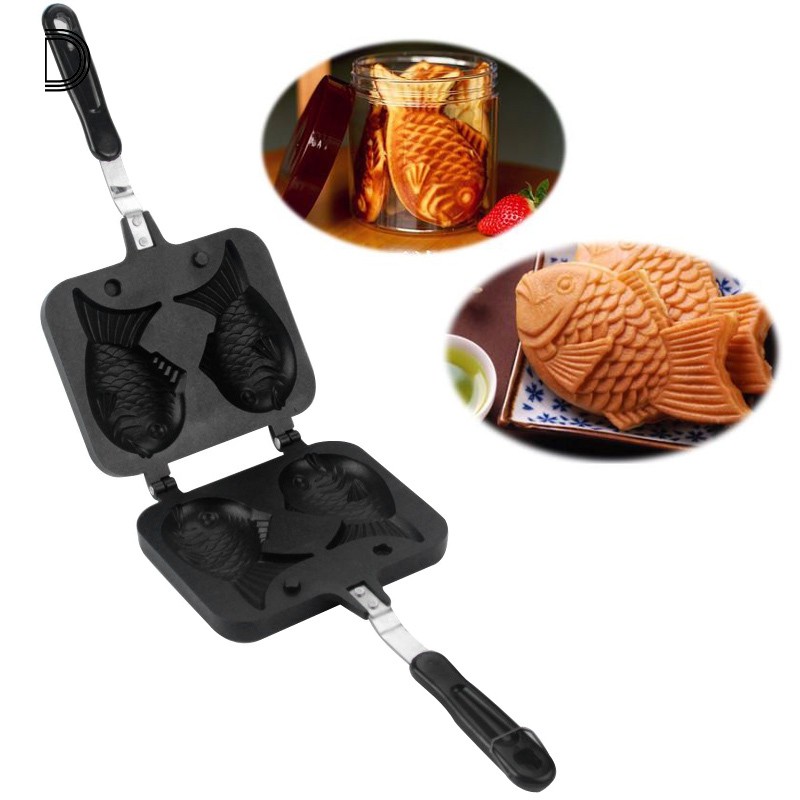 Taiyaki Fish Shape Cake Maker Waffle Pan Mold Cast with 2 Sided Home ...