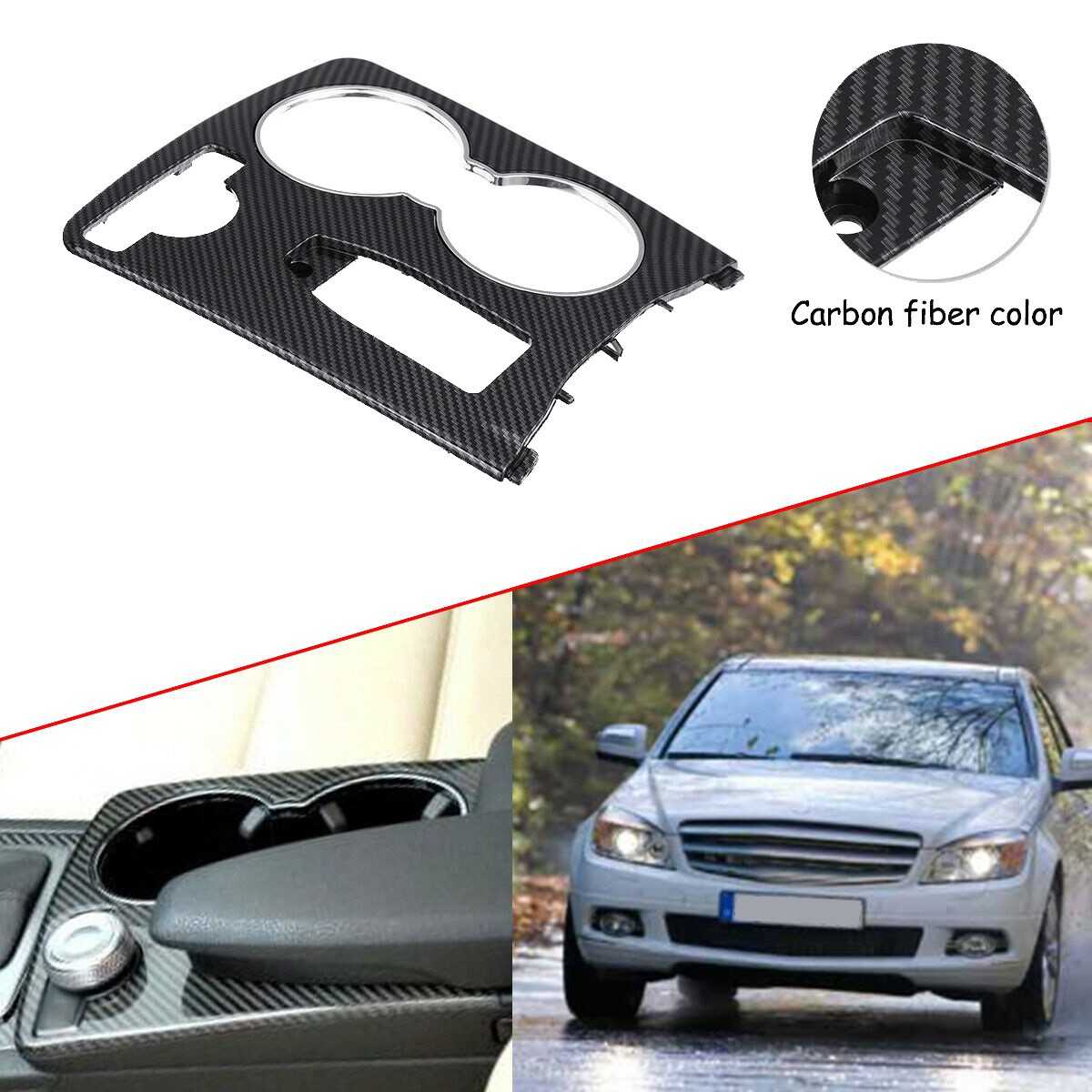 - ที่วางแก้วคาร์บอนไฟเบอร์สําหรับ Mercedes Benz C - Class W204 ...