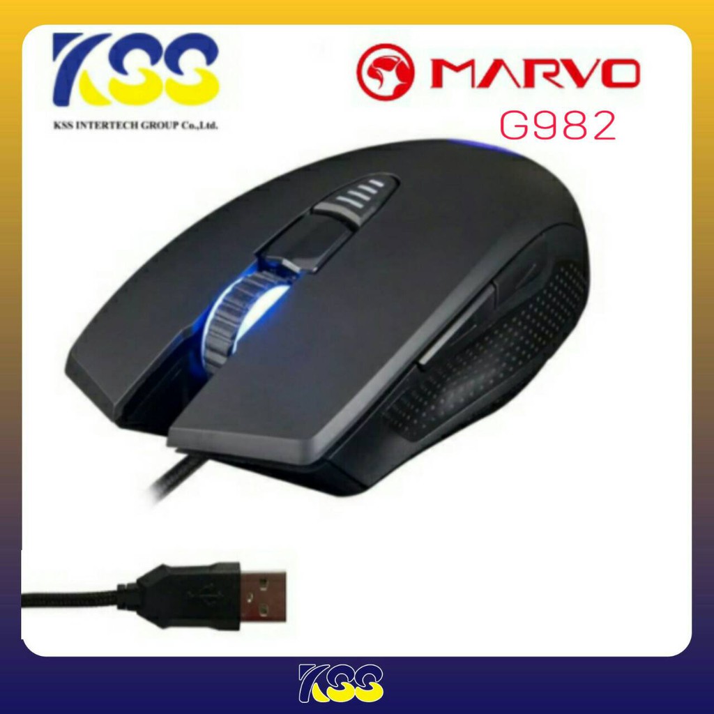 Marvo G982 เมาส์มาโคร เปลี่ยนสวิตช์ได้ - สีดำ | Shopee Thailand