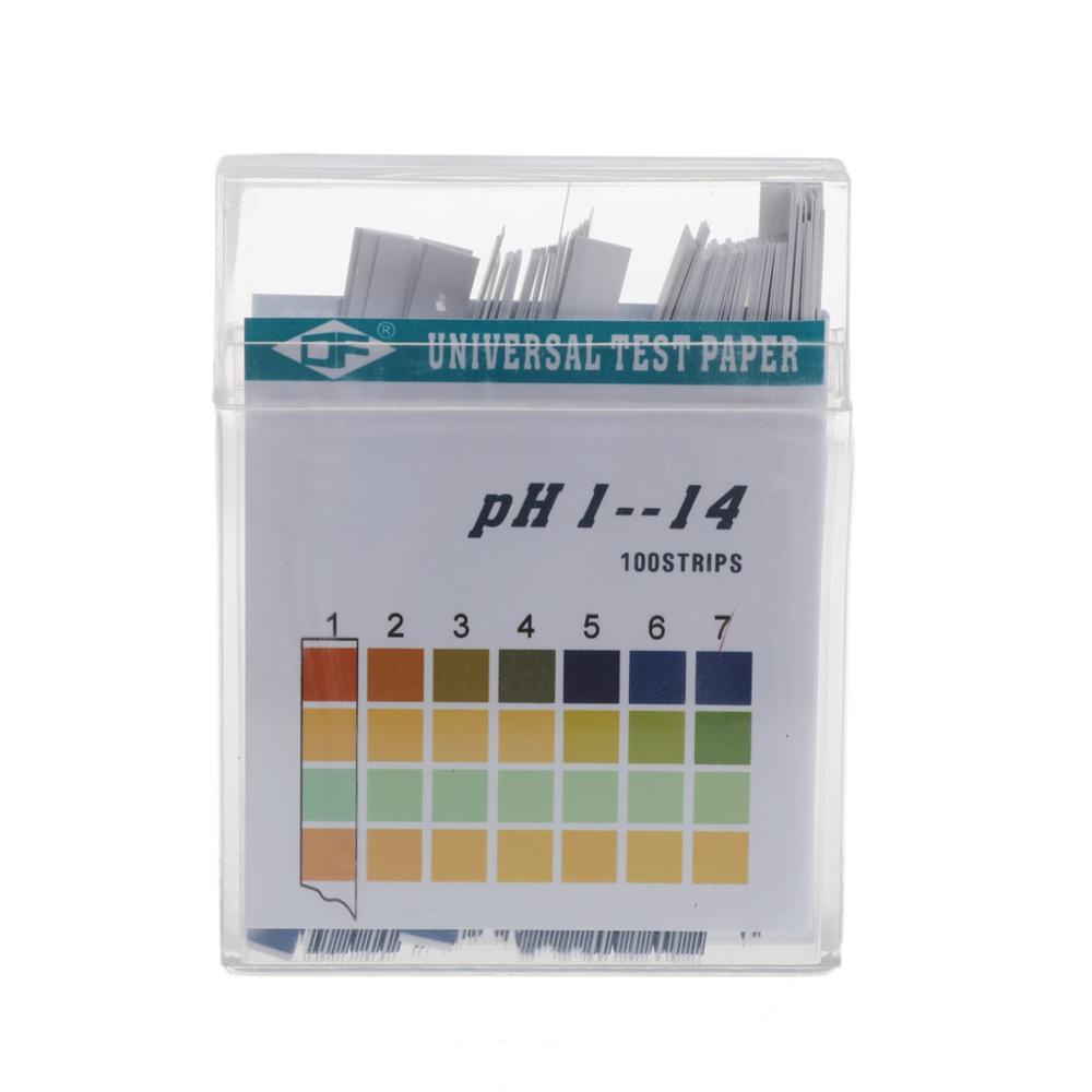 กระดาษ100 Strips 1-14 PH Alkaline Acid Indicator Paper Water Saliva ...