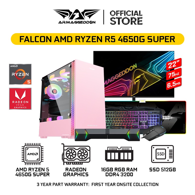 Armaggeddon x Shopee Exclusive Falcon AMD Ryzen R5 4650G Super Full Set ...