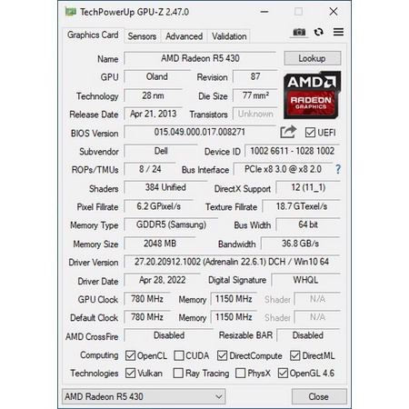 การ์ดจอ Dell AMD R5 430 2GB GDDR5 Low Profile - dorara_computer - ThaiPick