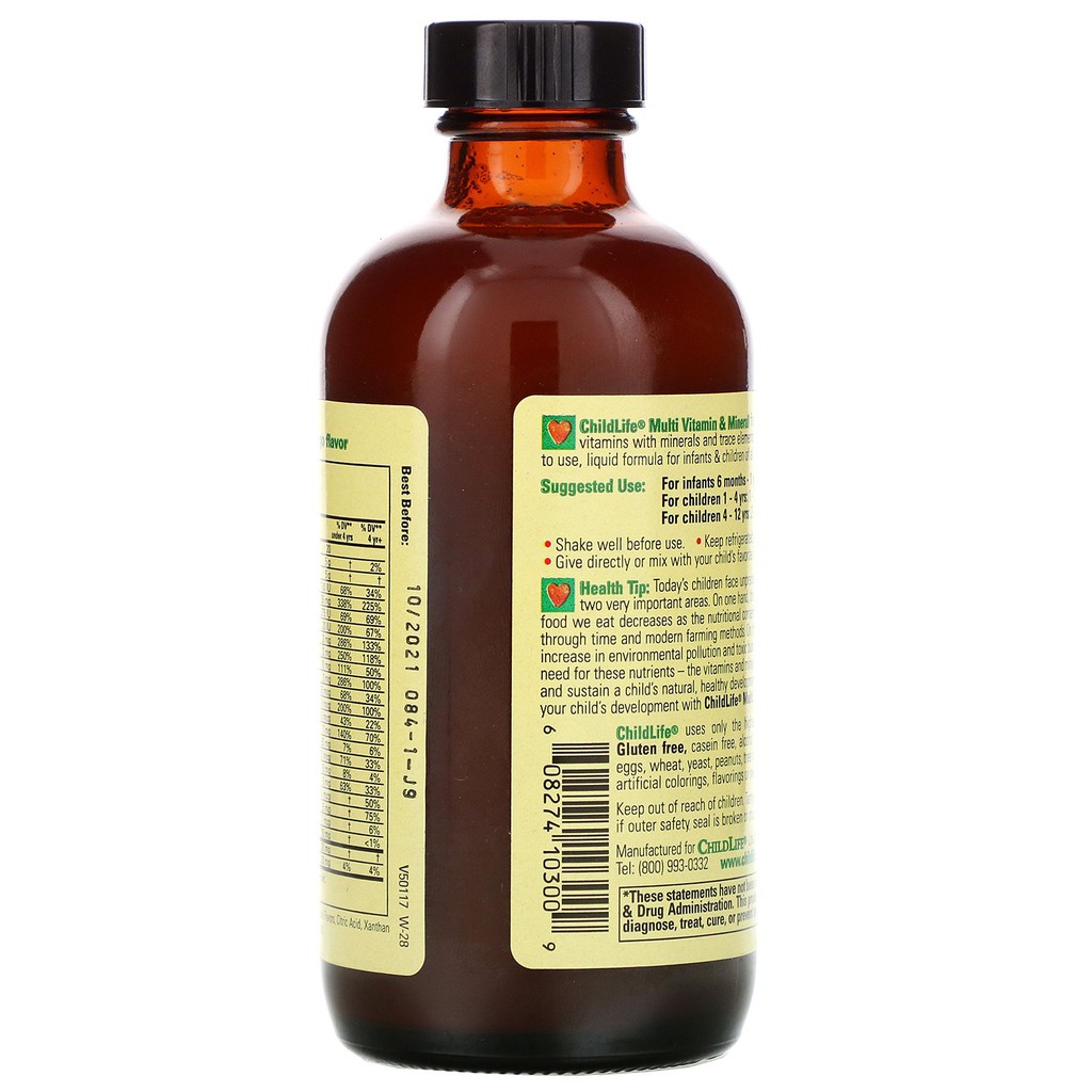 ChildLife Essentials Multi Vitamin Mineral Natural OrangeMango Flavor 8 ...