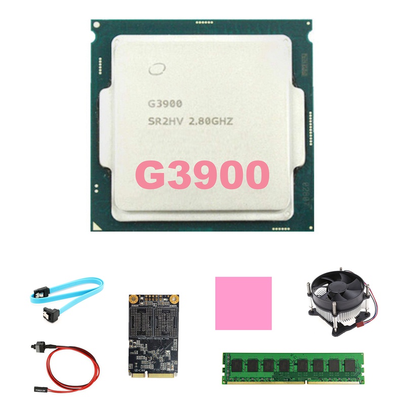 G3900 CPUDDR4 แรม 4GB128G MSATA SSD พัดลมสายเคเบิล SATA สวิตช์ ชุดแผ่นความร้อน สําหรับขุดเหมือง ...