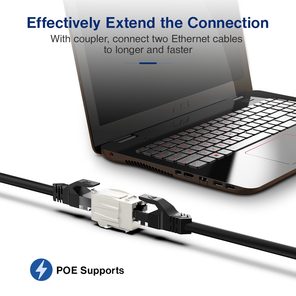 AMPCOM CAT6A RJ45 Inline Coupler Keystone Jack AMPCOM Zinc-Alloy ...