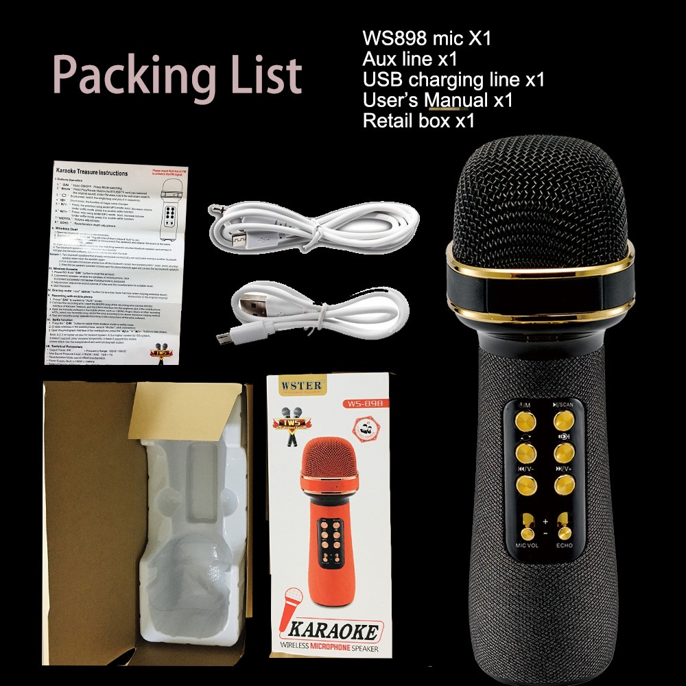 BWireless Bluetooth Karaoke Microphone3-in-1 Portable Handheld Karaoke ...
