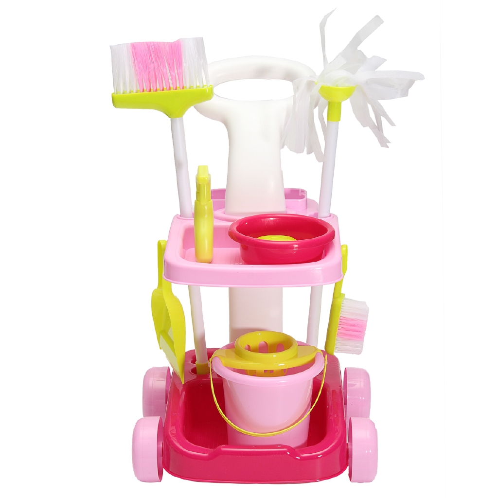 ⚫NEW⚫ Kids Toddler Cleaner Cleaning Trolley Set Broom Duster Plastic ...