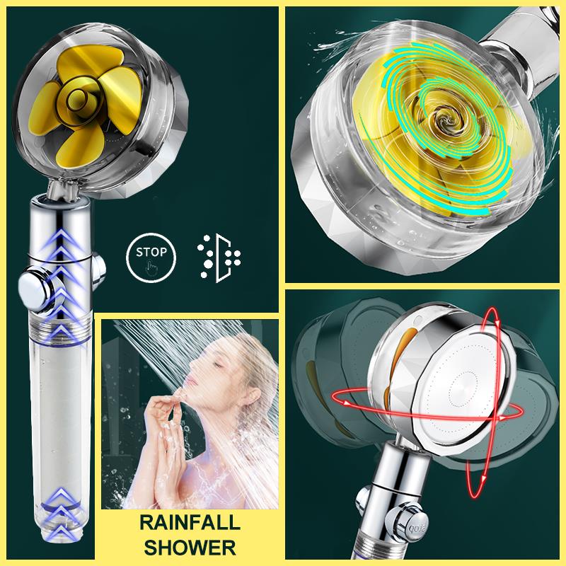 Propeller Shower Head High Pressure Set 360 Rotate With1 Free Water ...