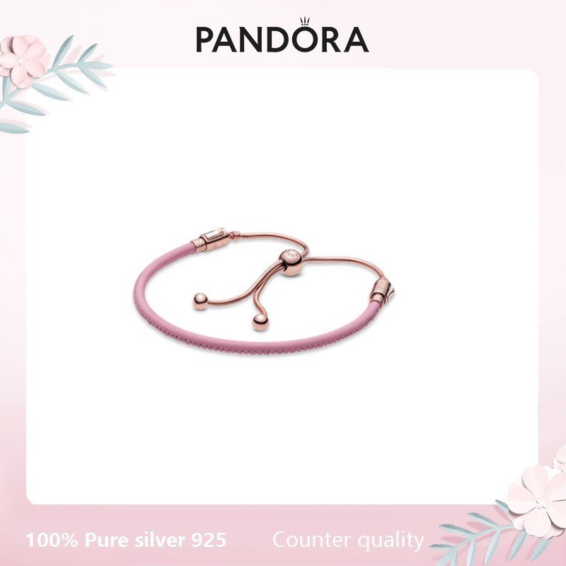 สร้อยข้อมือหนังแฟชั่น S925 สีชมพู - huking.th - ThaiPick